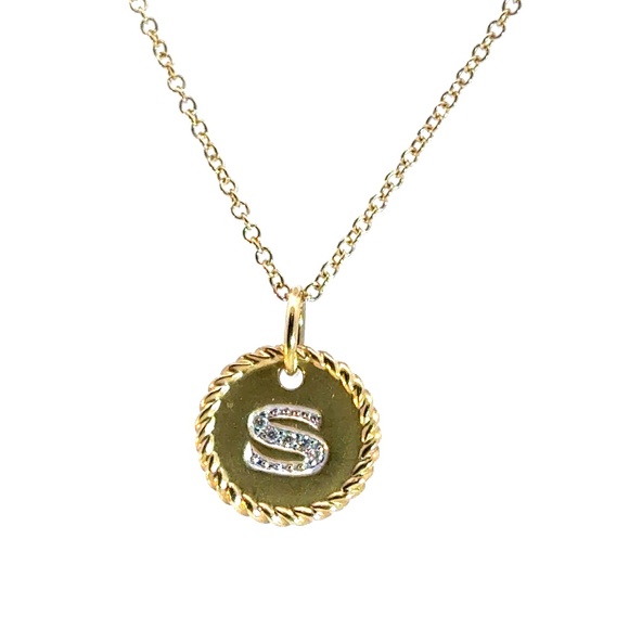 David Yurman | Jewelry | David Yurman Initial Charm Necklace 8k Yellow ...